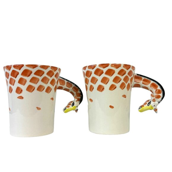 Pier 1 | Dining | Giraffe Mugs Pier Ceramic Coffee Cups 3d Neck Handle ...